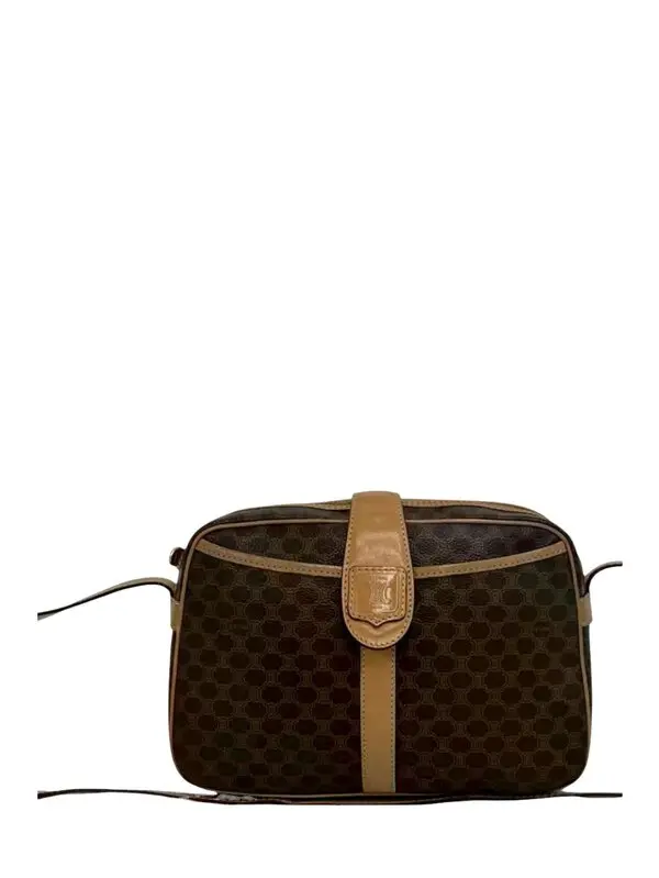 Celine Macadam Coated Canvas Crossbody Bag - Brown