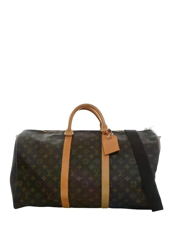 LOUIS VUITTON Monogram Keepall Bandouliere 50 Travel Bag - Brown