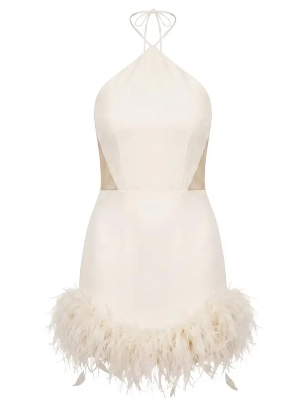 NOMI FAME Peony Creamy Mini Halter Neck Dress - White