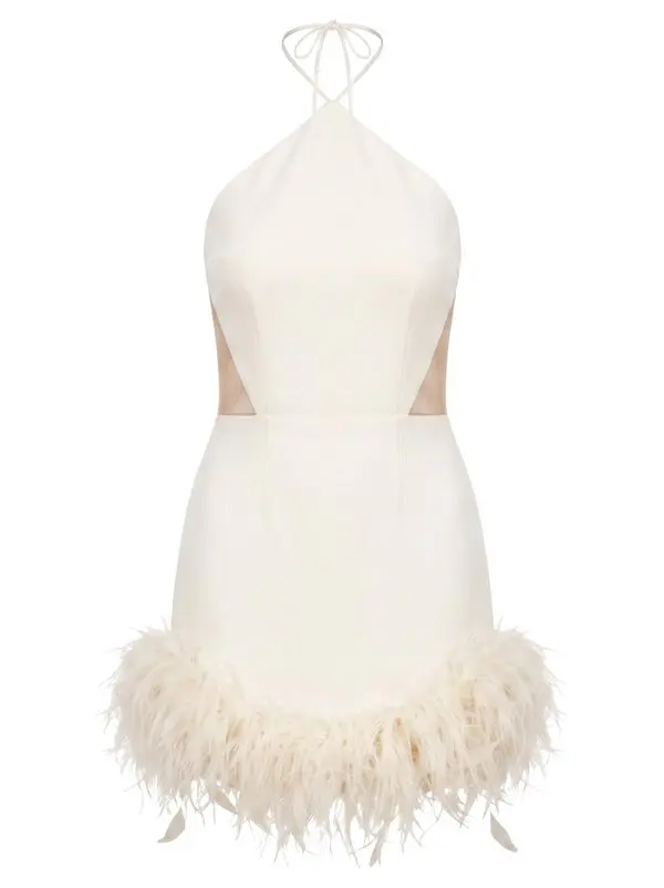 NOMI FAME Peony Creamy Mini Halter Neck Dress - White