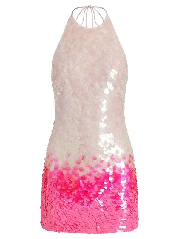 TWIN ARCHIVES Sequined Halterneck Mini Dress - Pink