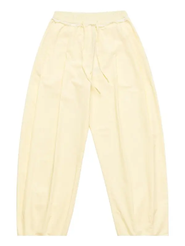 ALAS Name Cotton Poplin Barrel Leg Pants With Lace Trim - Yellow