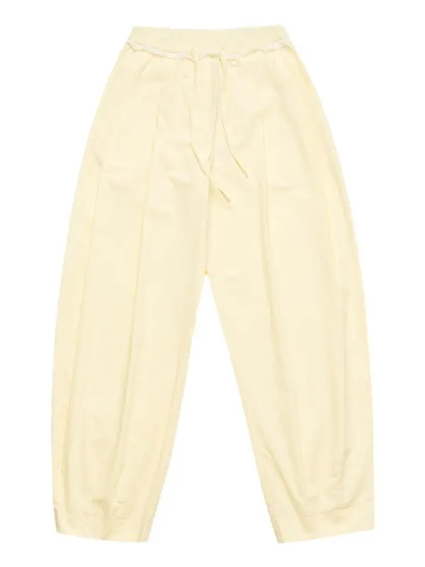 ALAS Name Cotton Poplin Barrel Leg Pants With Lace Trim - Yellow