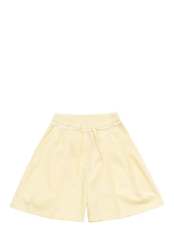 ALAS Name Cotton Poplin Shorts With Lace Trim - Yellow