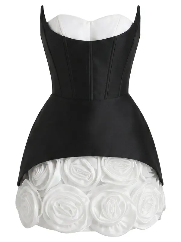 TWIN ARCHIVES Afelia Sculptural Mini Dress - Black/white