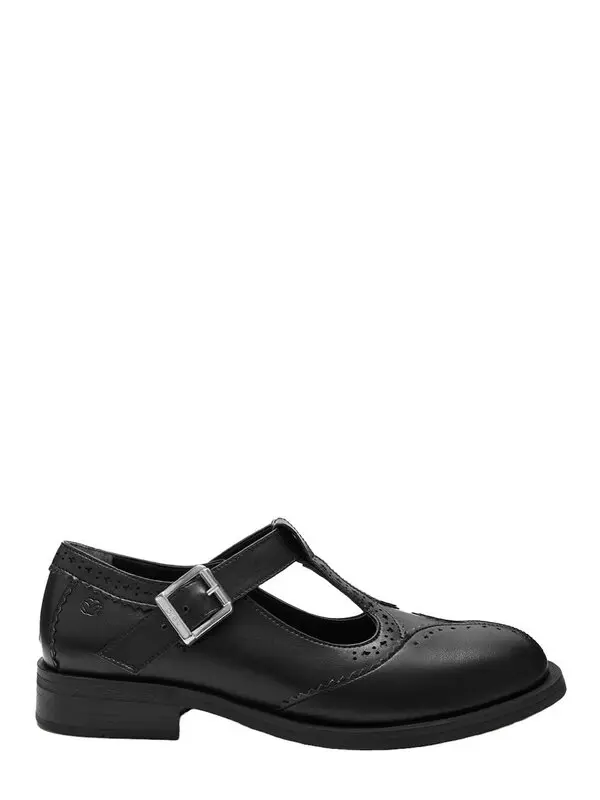 PREV Rosa Mary Jane Shoes With Star Brogue Detailing And Buckle Fastening - Black