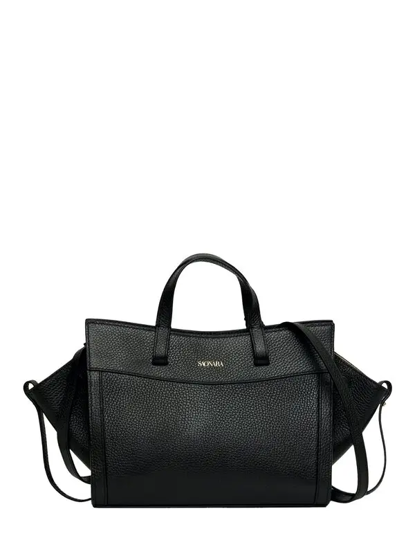 SAONARA BRAND Saonara Mini Shopping Bag In Grained Leather - Black