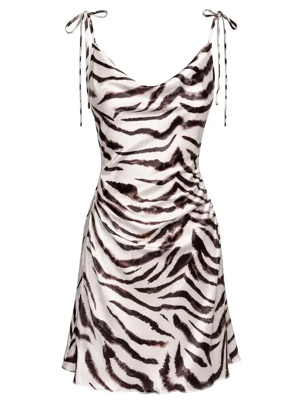 ALOMA STUDIO Enigma Mini Mesh Dress Zebra Print - Yellow