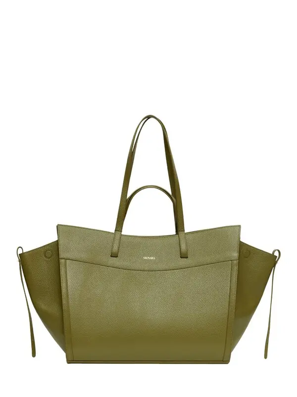SAONARA BRAND Saonara Leather And Raffia Shopping Bag - Green
