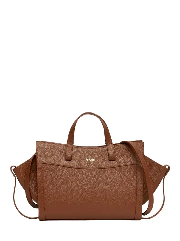 SAONARA BRAND Saonara Mini Shopping Bag In Chestnut Grained Leather - Brown