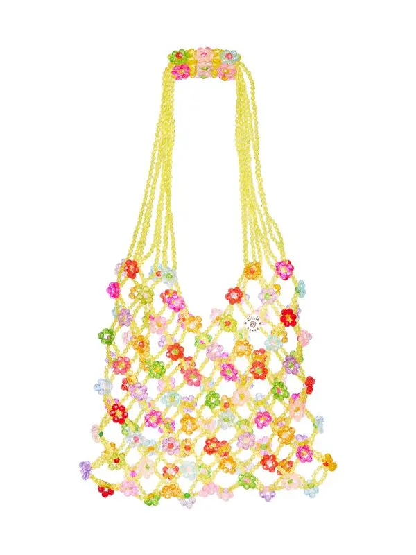 TILLIE BEADS Sunshine Bloom Floral Beaded Shoulder Bag - Yellow