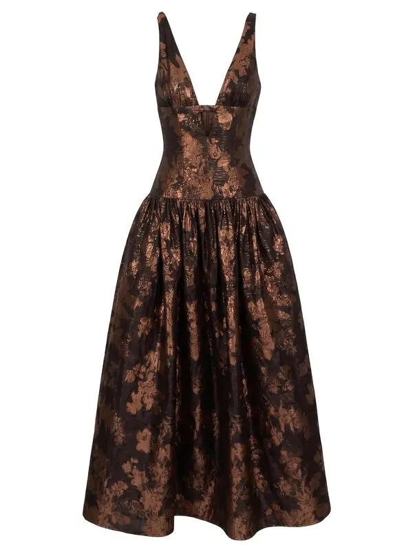 ALEXANDRA PIJUT Nicolette Dress Espresso Lame - Brown