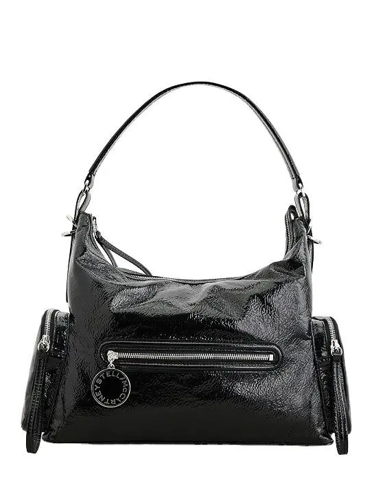 Stella McCartney Cracked Patent Dartmoor Shoulder Bag - Black