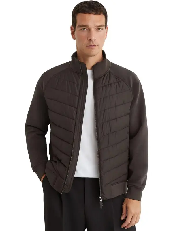 REISS Calvorn Hybrid Zip Jacket - Brown