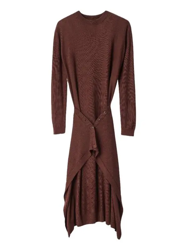 LEMAIRE Merino Wool Blend Buttoned Dress - Acajou