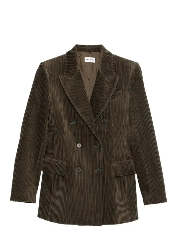 P.a.r.o.s.h Double-breasted Corduroy Blazer - Black
