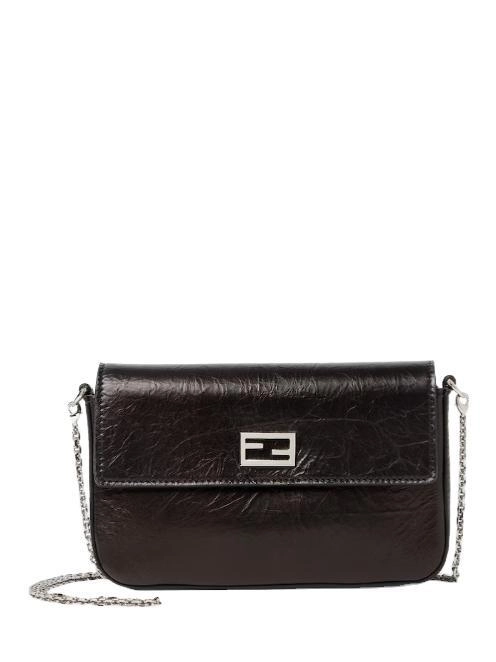Fendi Tube Wallet On Chain With Ff Baguette Logo - Black