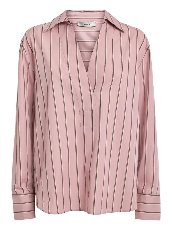 Vince Striped Cotton Shirt - Pink
