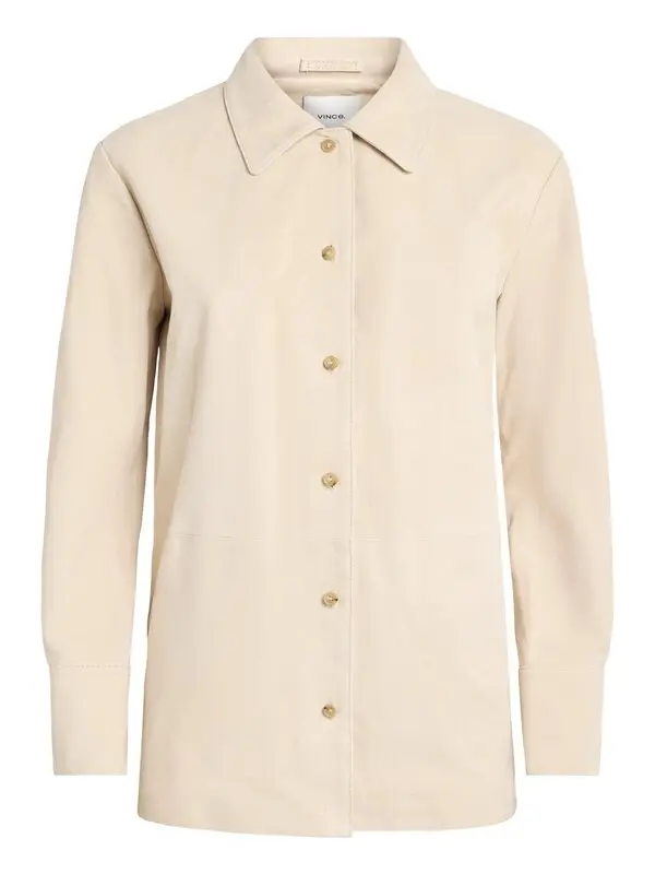 Vince Lamb Suede Overshirt - Beige