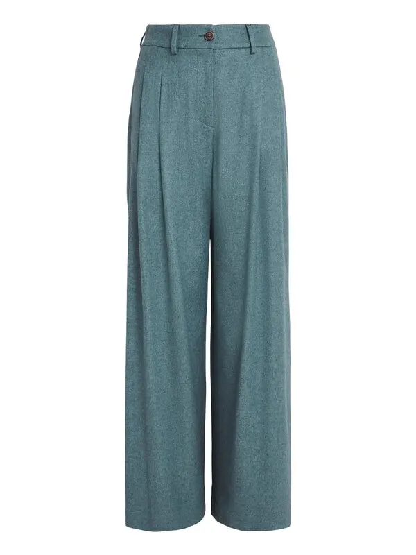 Colombo Silk-cashmere Wide-leg Trousers - Blue