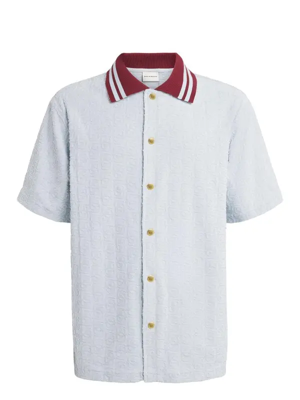 Drole De Monsieur Cotton Monogram Short-sleeve Shirt - Blue