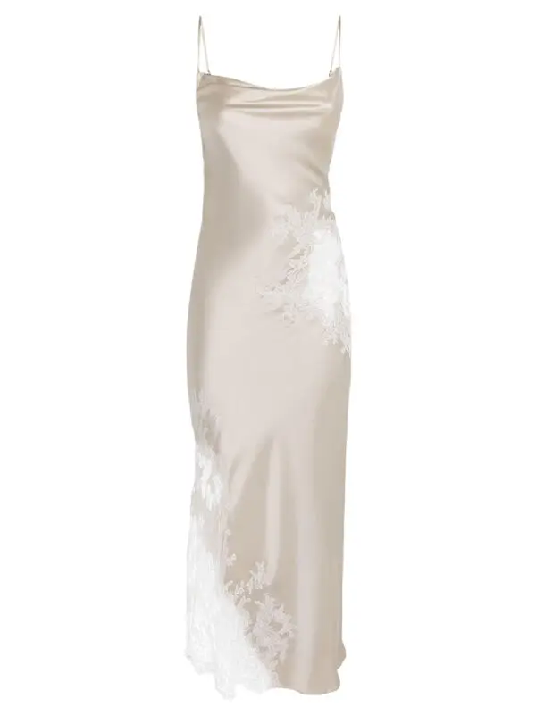 TORLOWEI Elsa Silk Lace Slip Dress - Ivory