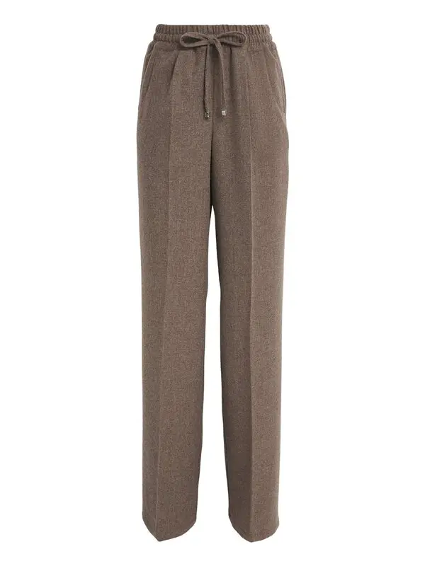 Kiton Virgin Wool-cashmere Straight Leg Trousers - Brown