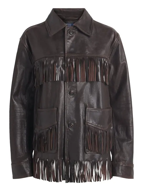 Polo Ralph Lauren Fringed Leather Jacket - Brown