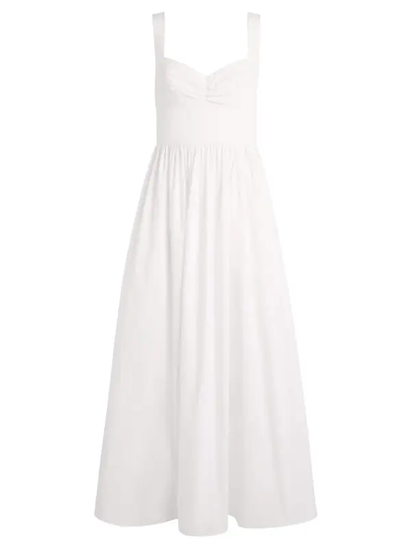 Matteau Organic Cotton Gathered Midi Dress - White