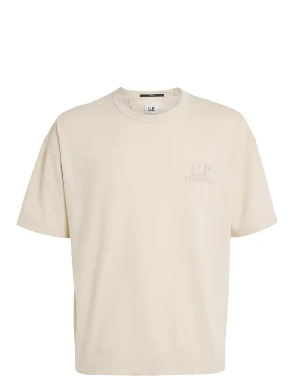 C.P. COMPANY Cotton Embroidered Logo T-shirt - Silver