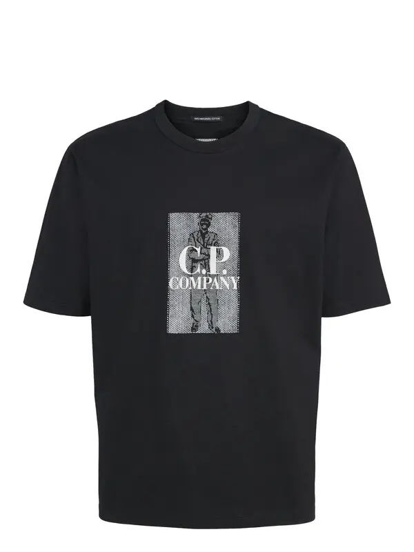 C.P. COMPANY Cotton Embroidered Logo T-shirt - Black