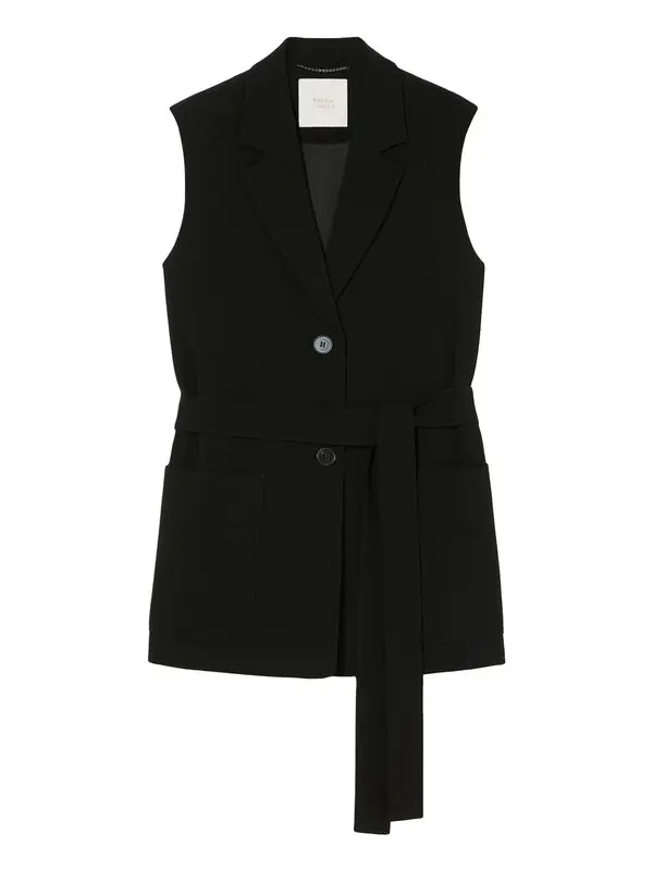 Marina Rinaldi Sleeveless Belted Blazer - Black