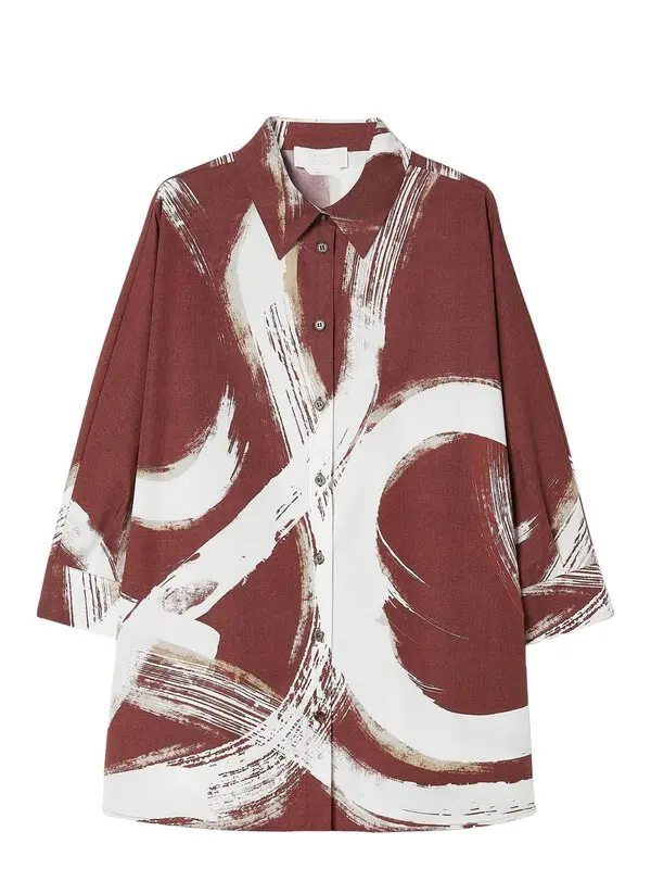 Marina Rinaldi Printed Cotton Shirt - Red