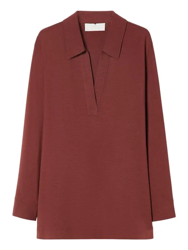 Marina Rinaldi Long-sleeve Tunic Shirt - Red