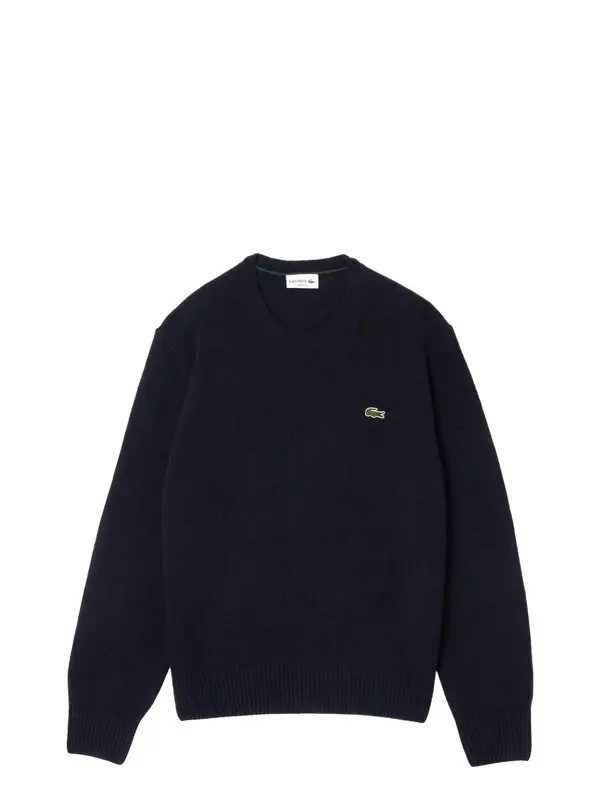 Lacoste Logo Patch Crewneck Jumper - Navy Blue