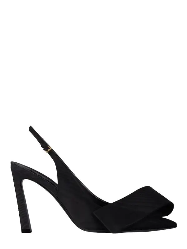 Givenchy Twisted Ribbon Slingbacks In Moiré Fabric - Black