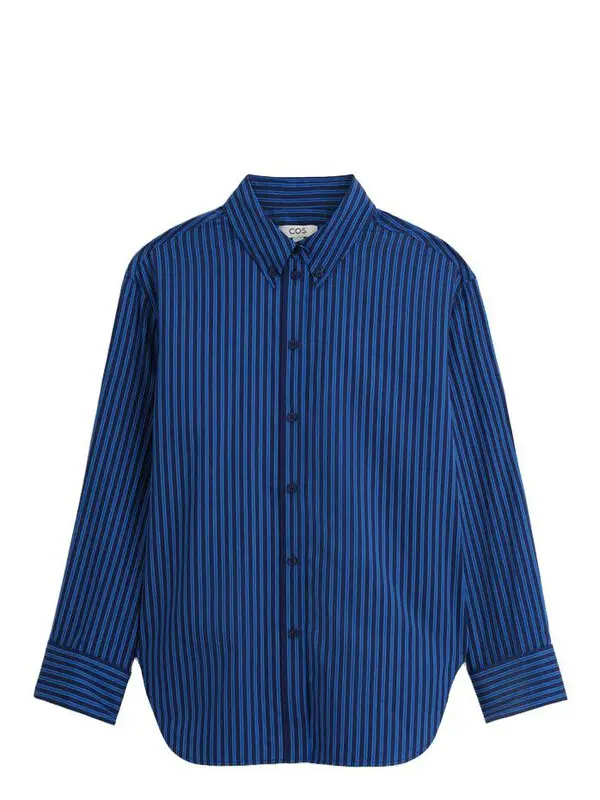 Cos Folded-cuff Cotton Shirt - Blue