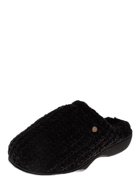 Badgley Mischka Textured Knit Clog Slippers - Black