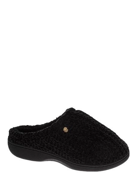 Badgley Mischka Textured Knit Clog Slippers - Black