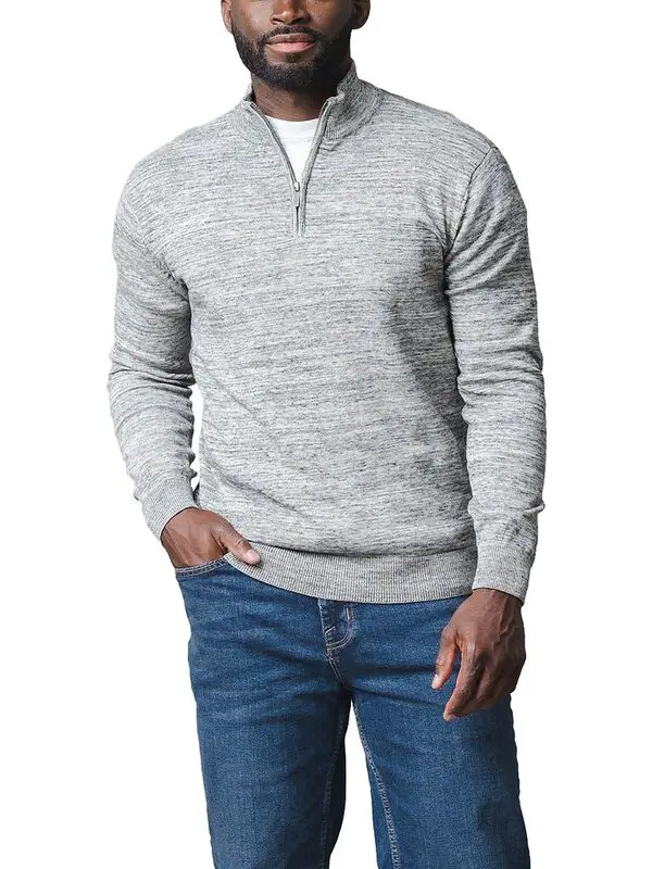 HOPE & HENRY Organic Cotton Half-zip Pullover Sweater - Black Space Dye