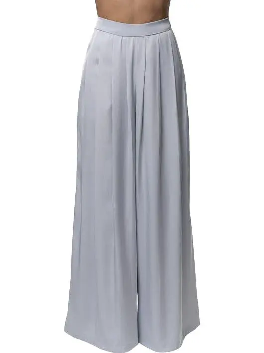 JLUXLABEL Clara Wide Leg Pleated Trousers - Blue