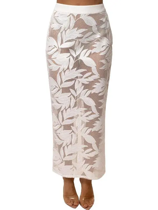 JLUXLABEL Bali Nights Embroidered Maxi Skirt - White