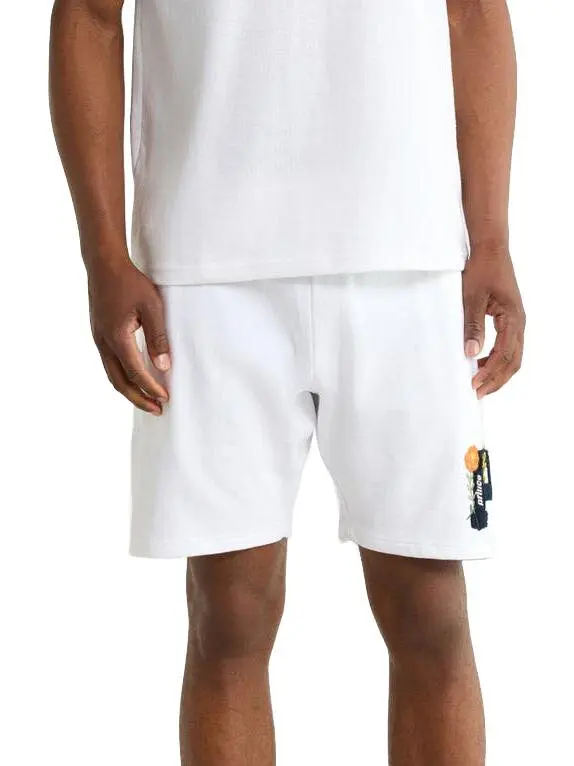 PRINCE Brushed Fleece Shorts With Embroidered Detail - White