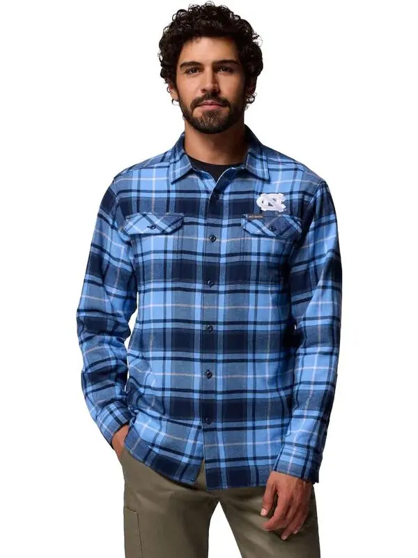 Columbia Carolina North Carolina Tar Heels Flare Gun Omni-wick Flannel Long Sleeve Button-up Shirt - Blue