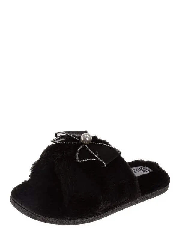 Badgley Mischka Embellished Bow Open-toe Slippers - Black