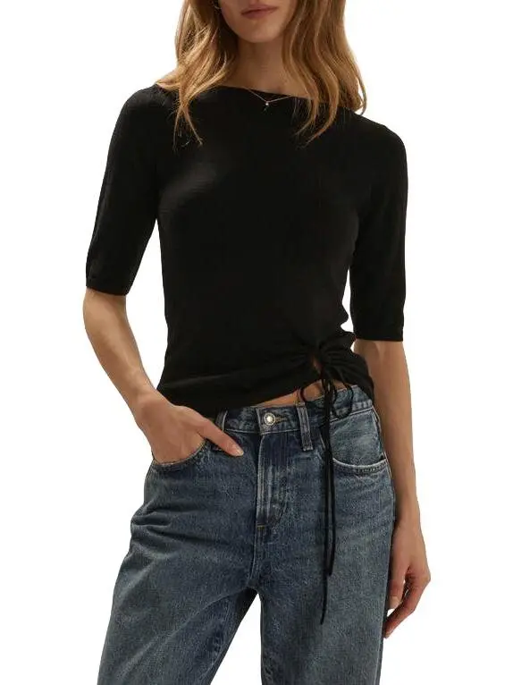 FAVORITE DAUGHTER Side Eye Wool Top - Black