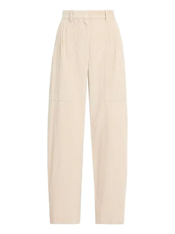 Brunello Cucinelli Pleated Cotton Corduroy Wide-leg Trousers - Ecru