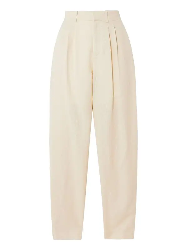 Ralph Lauren Avrill Linen And Silk-blend Tapered Pants - Cream