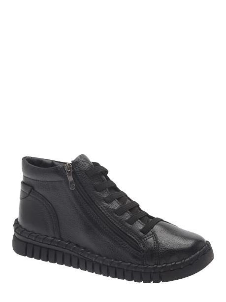 BOTTERO Leather High Top Sneaker With Side Zip - Preto