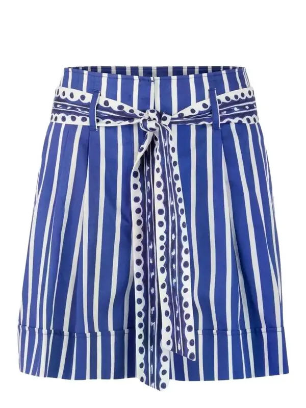 MARCCAIN Striped Belted Shorts - Blue